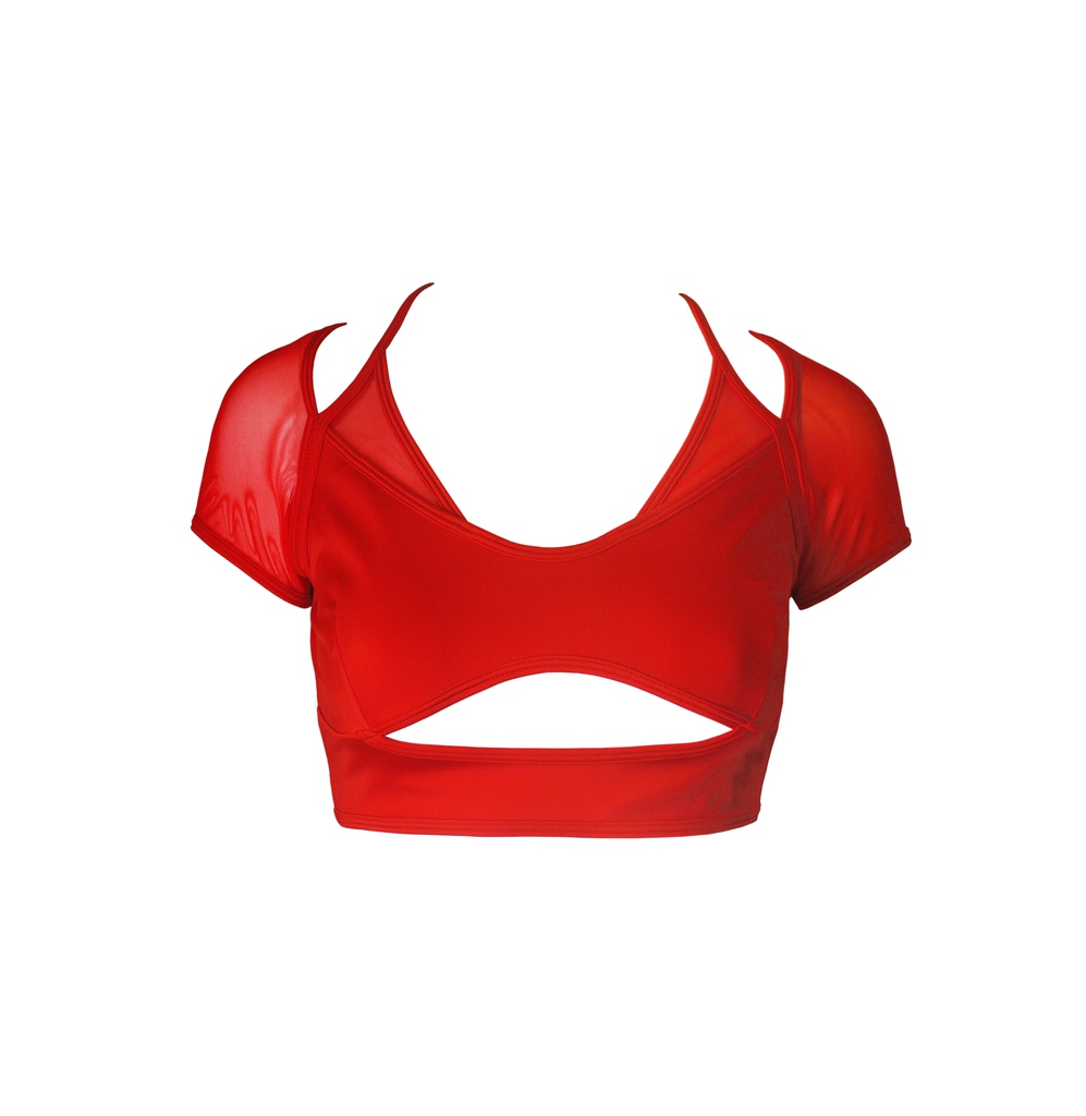 Scarlet red hollow front crop top - Hamade - Hamade