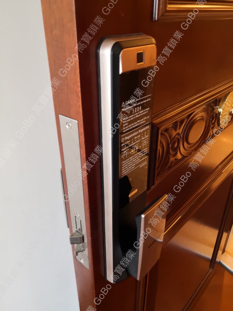 油麻地 御金•國峰 裝電子門鎖 Samsung P72 香檳金色